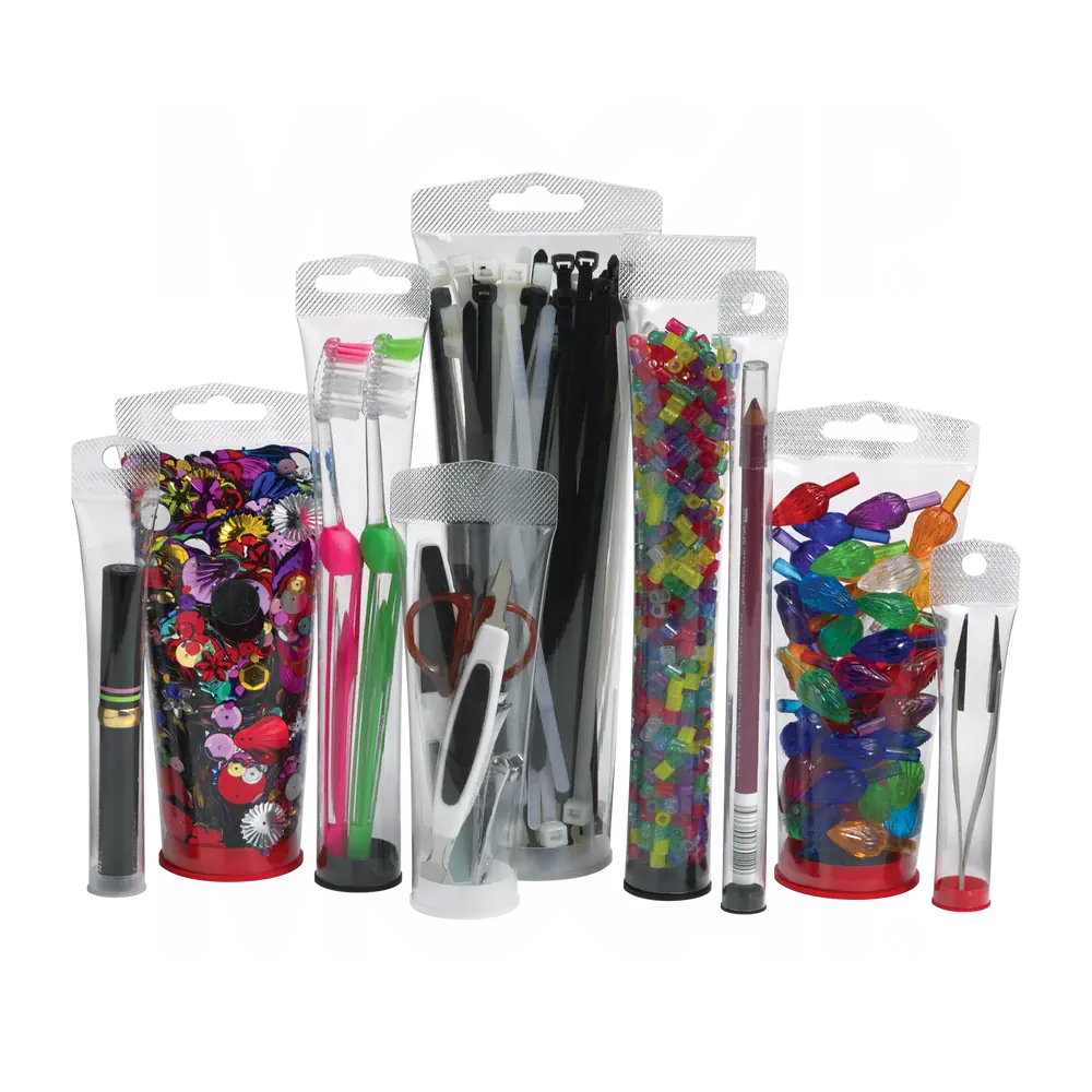 Hanging Packaging Tubes for Retail Product Displays from Cleartec Packaging